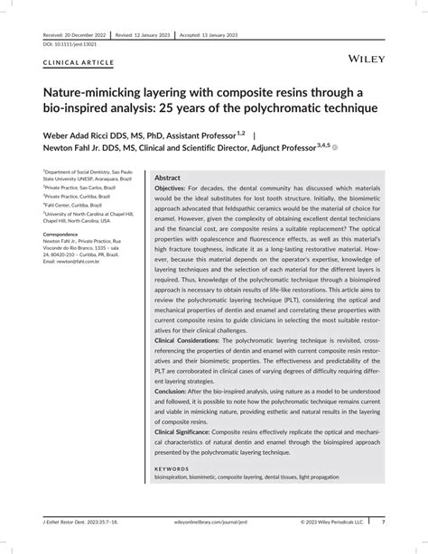 Pdf Nature Mimicking Layering With Composite Resins Through A Bio Inspired Analysis 25 Years