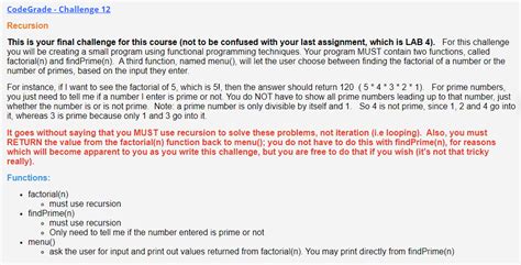 Solved Recursion This Is Your Final Challenge For This