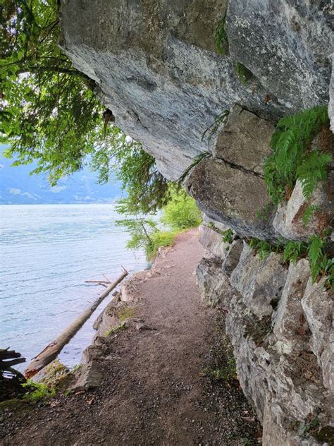 Beautiful Summer Landscape In Hiking Trail In Iseltwald Village Stock
