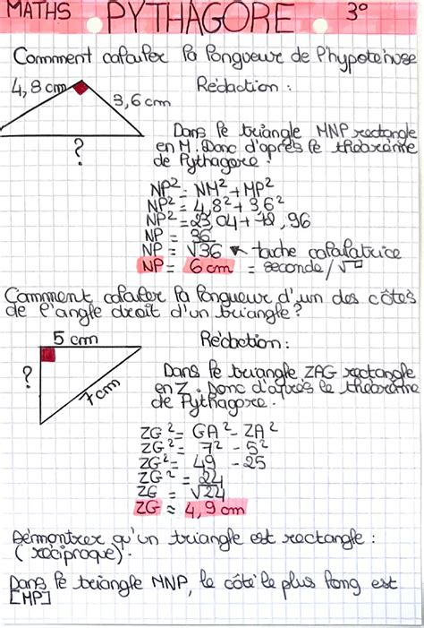 Le Théorème De Pythagore 3 Eme Maths En Pdf Knowunity