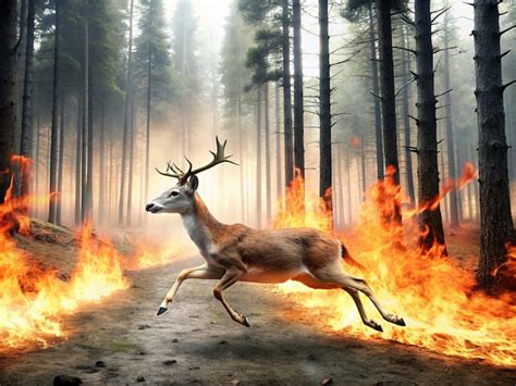 Premium Photo Deer Escapes From Fire