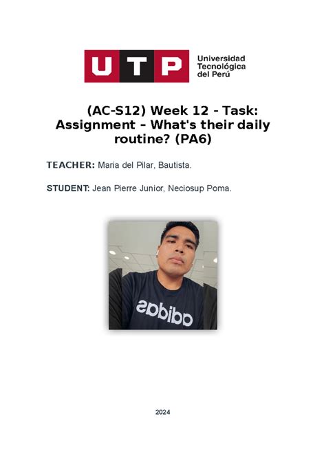 Week 12 Task Assignment Whats Their Daily Routine Pa 6 Ingles I 🔴