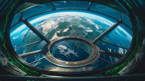 Premium Photo | Extraterrestrial Perspective UFO Window View of Planet Earth Generative AI