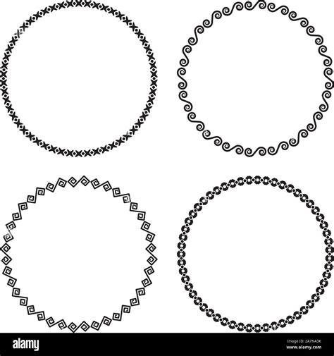 Set Of Four Ascetic Round Frames On A Black Background Stock Vector Image Art Alamy