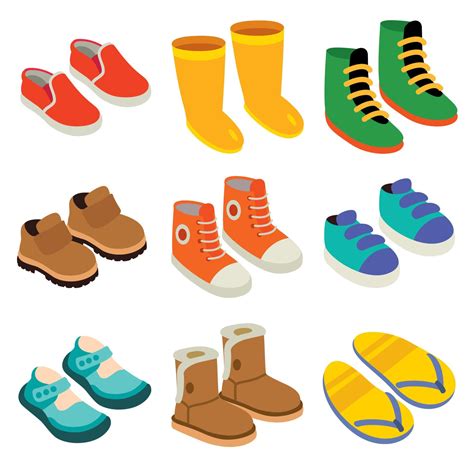 Collection Of Various Colorful Shoes 13474175 Vector Art At Vecteezy