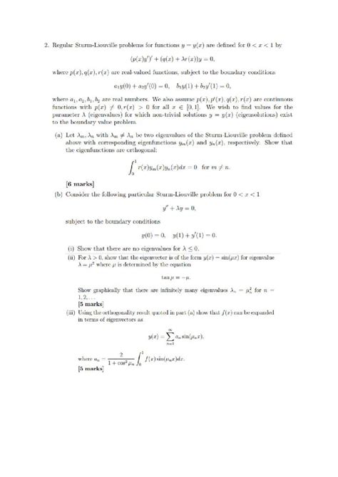 Solved 2 Regular Sturm Liouville Problems For Functions
