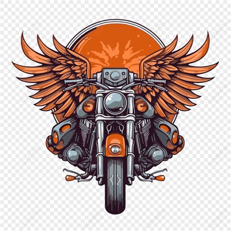 哈雷戴維森翼剪貼畫老式摩托車與橙色翅膀卡通 向量卡通翅膀eps圖案素材免費下載，可愛卡通圖片，尺寸4267 × 4267px Lovepik