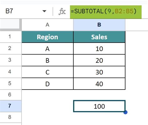 SUBTOTAL Function In Google Sheets Definition How To Use