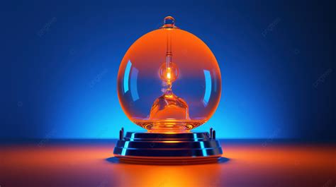 주황색 불빛이 있는 오래된 전구 파란색 배경에 유리 종 아래 주황색 유리 빛나는 공의 3d 그림 고화질 사진 사진 유리 배경 일러스트 및 사진 무료 다운로드 Pngtree