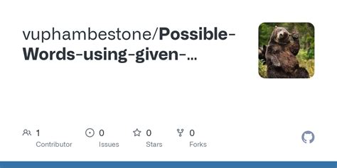 GitHub Vuphambestone Possible Words Using Given Characters In Python