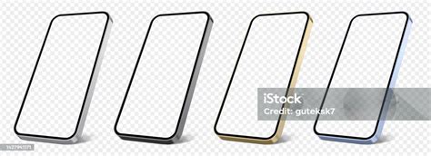 벡터 스마트 폰은 가장자리 빈 투명 배경 및 화면에 서 있습니다 그림자가 있는 원근감 위치입니다 벡터 형식에서만 투명도 매우