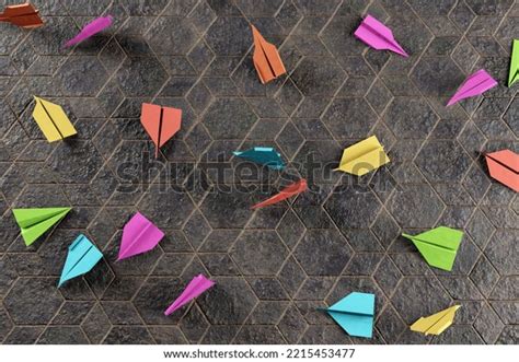 Different Types Paper Planes On Tiled Stock Illustration 2215453477