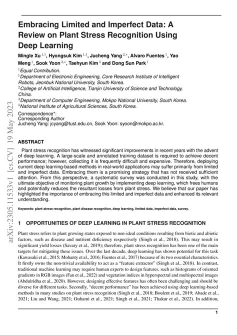 Embracing Limited And Imperfect Data A Review On Plant Stress