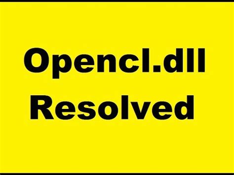 Opencl Dll Is Missing How To Fix Error Opencl Dll Is Missing Youtube
