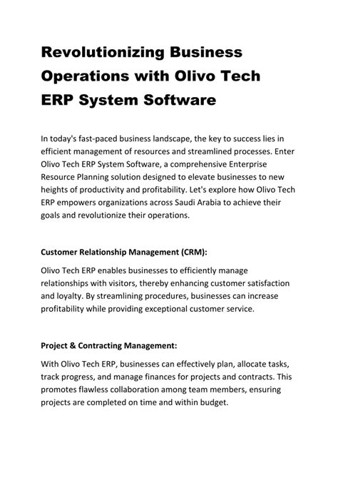 Ppt Revolutionizing Business Operations With Olivo Tech Erp System Software Powerpoint