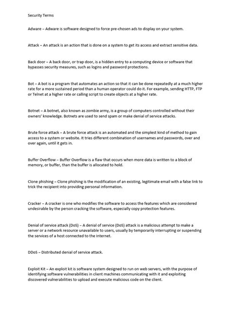 Security Terms Pdf Malware Security