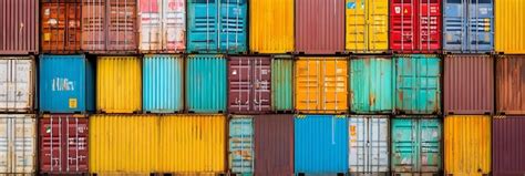 Shipping Containers Stacked At A Port Premium AI Generated Image