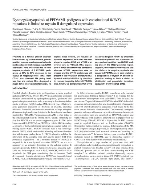 Pdf Dysmegakaryopoiesis Of Fpdaml Pedigrees With Constitutional