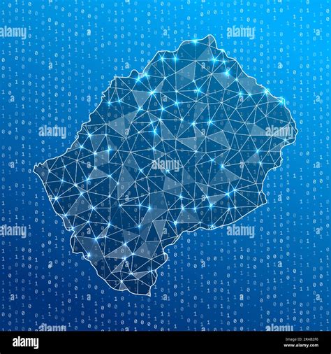 Network Map Of Lesotho Country Digital Connections Map Technology Internet Network
