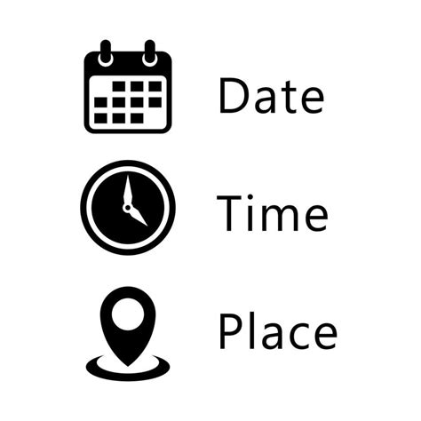 Date Time Address Or Place Icons Symbol