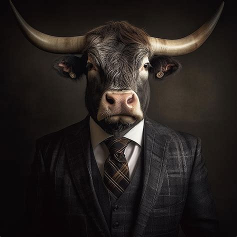 Premium Ai Image A Realistic Portrait Of A Bull In A Suit