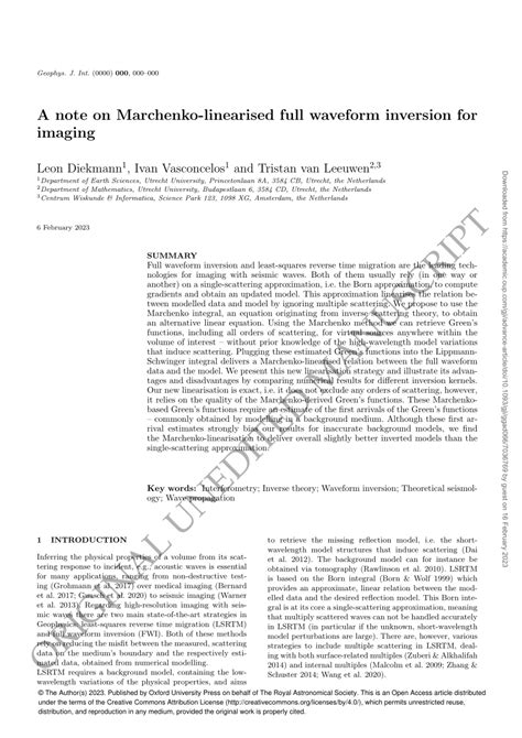 Pdf A Note On Marchenko Linearised Full Waveform Inversion For Imaging