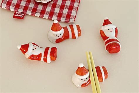 데미무드 산타 젓가락 수저받침 3type 세라믹 도자기 크리스마스 오브제 소품 위시버킷