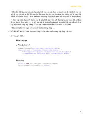 Lớp kết nối csdl dùng jdbc trong java PDF