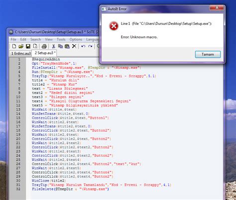 Scite Script Editor Hata Veriyor Autoit Kod Evreni