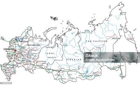 Vetores De Estrada De Rússia E Mapa Da Estrada Ilustração Do Vetor E