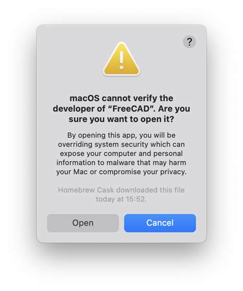 FreeCAD App Cannot Be Opened Because The Developer Cannot Be Verified Issue FreeCAD