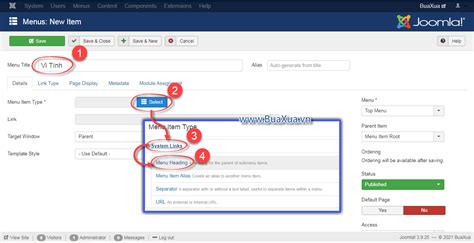 Cách Tạo Dropdown Menu Cho Trang Web Joomla Buaxuavn