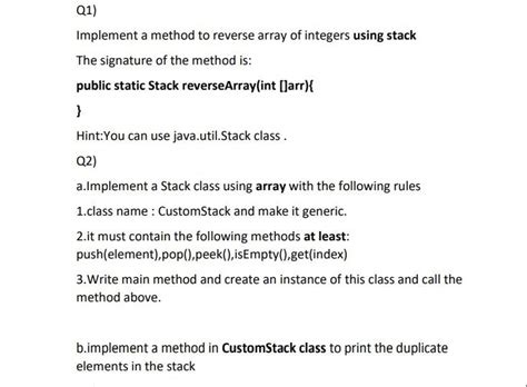 Solved Q1 Implement A Method To Reverse Array Of Integers