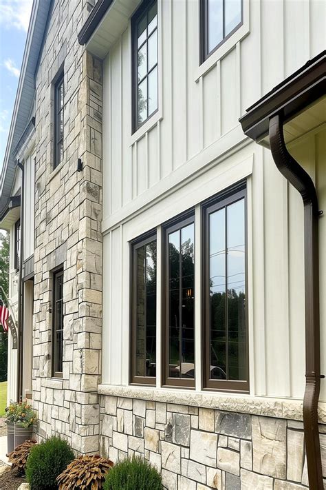 25 White Board And Batten Exteriors Stone And Board And Batten