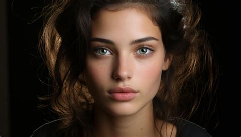 Beautiful Young Woman With Brown Hair And Brown Eyes Generated By