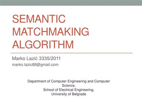 Ppt Semantic Matchmaking Algorithm Powerpoint Presentation Free Download Id3091562