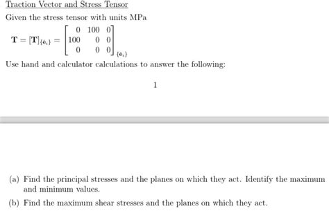 Traction Vector And Stress Tensorngiven The Stress