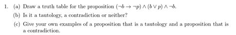 Solved 1 A Draw A Truth Table For The Proposition