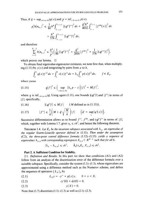 Eigenvalue Finite Difference Approximations For Regular And Singular
