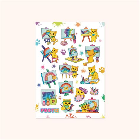Tabbys Art Class Sticker Sheet Postix Sticker Club
