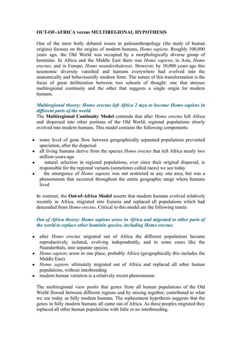 Human Evolution Comparing Two Models Biology Level 3 Ncea Thinkswap
