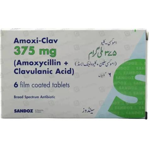 Amoxi Clav Tablets 375mg Amoxicillinclavulanic Acid Dermapk