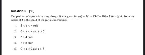 solved the position of a particle moving along a line is