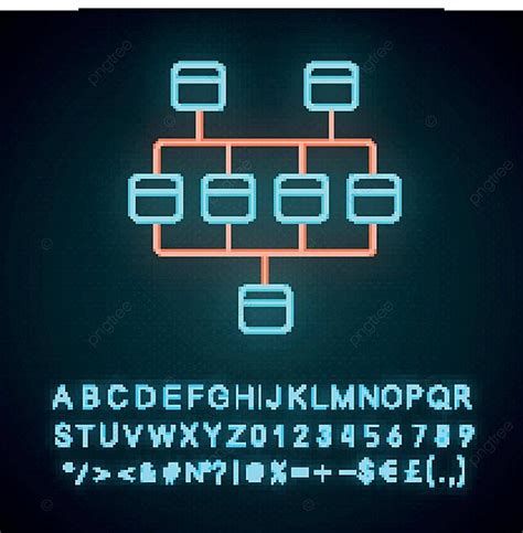 Neon Network Diagram With Glowing Symbols Infographic Illustration