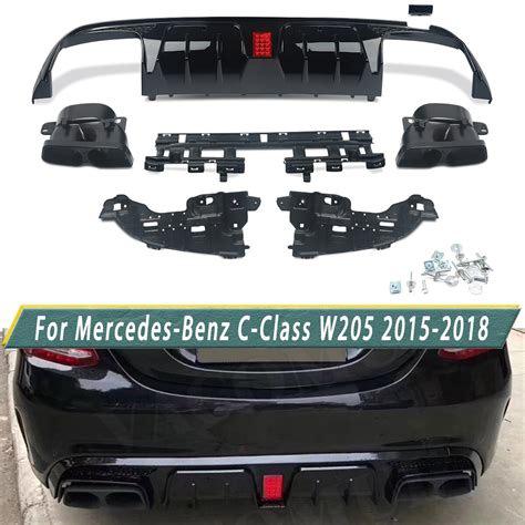 Rear Diffuser Lip Wexhaust Tips For Mercedes Benz W205 C300 C63 C43