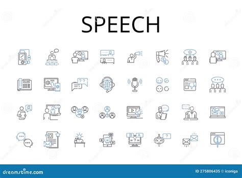 Speech Line Icons Collection Delivery Oratory Discourse