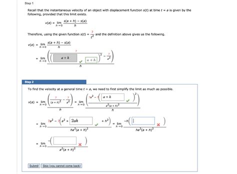 Solved Step 1 Recall That The Instantaneous Velocity Of An