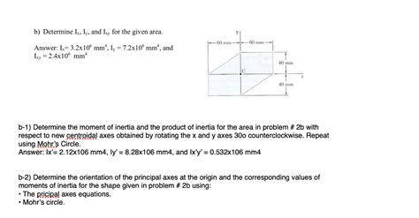 Solved B Determine Ix Iy And Ixy For The Given Area Y