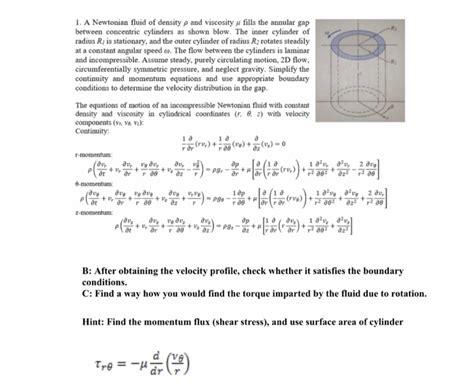 Solved A Newtonian Fluid Of Density P And Viscosity U Chegg
