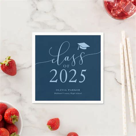 Class Of 2025 Navy Graduation Party Napkins Zazzle